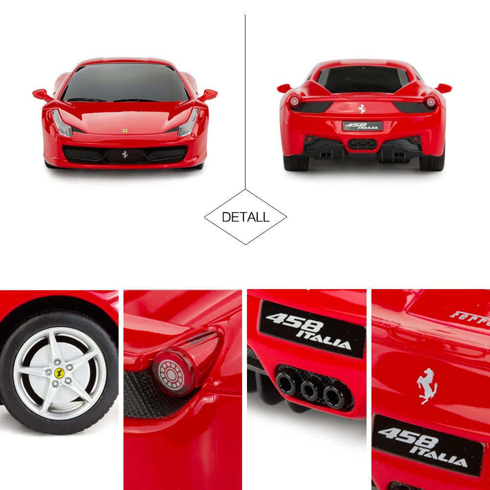 RASTAR Ferrari Remote Control Car, 1/24 Scale Ferrari 458 Italia Model Car, Red Ferrari Toy Car