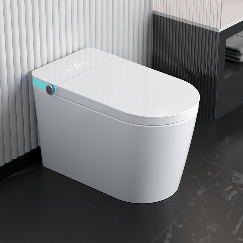 Elongated Smart Toilet with Bidet Built in, with Heated Seat,Adjustable Warm Water Washing and Air Drying, Foot Sensor,Remote and Voice Control One Piece Toilet Bidet for Bathrooms