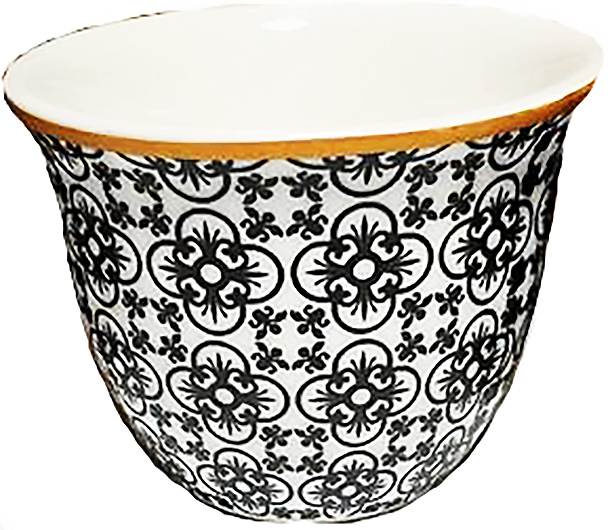 Chandler Espresso Turkish Arabica Coffee Cup Assorted Design Available from Brand 70ml 2.5oz Set of 6 Cups with Gift Box (Porcelain, White Porcelain with Black Flowers H)