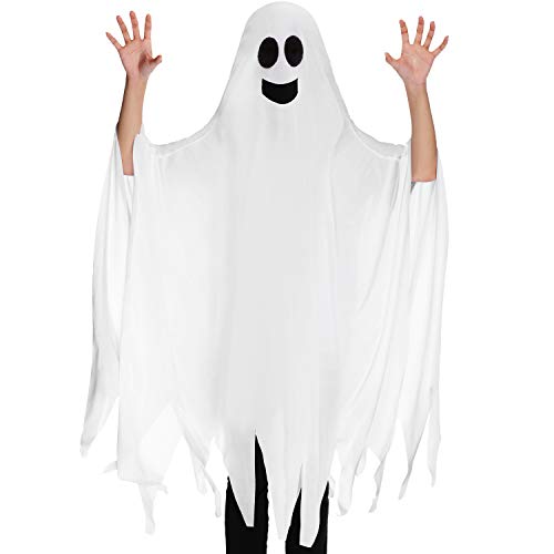 Geyoga Ghost Halloween Costume Tattered Gown Cosplay Role Play Supply Halloween Fancy Dress Costume for Child Over 8 Years Old, 4.27 x 3.94 Feet (Smile Style)