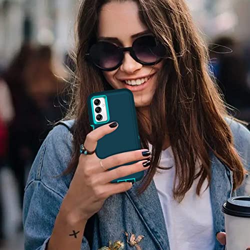 Hucasok for Galaxy A14 5G Case,Samsung Galaxy A14 5G Case with 2 Pack Screen Protector+2 Pack Camera Lens Protector Shockproof Rugged Full Body Protection Heavy Duty 3-Layer Durable Cover,Turquoise