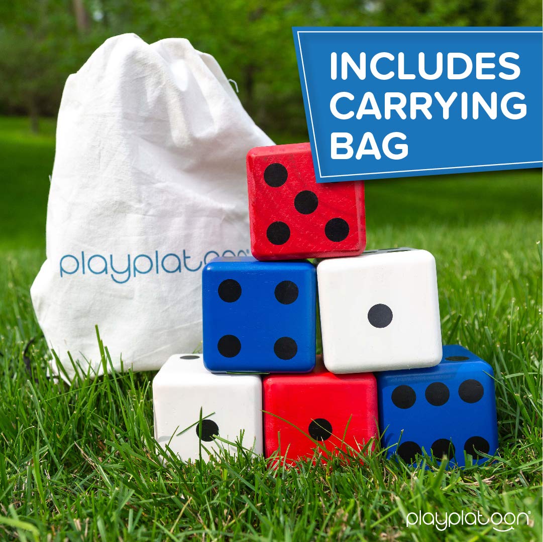 Play Platoon Lawn Dice with Scoreboard - Giant Red White & Blue Wooden Yard Dice Outdoor Game