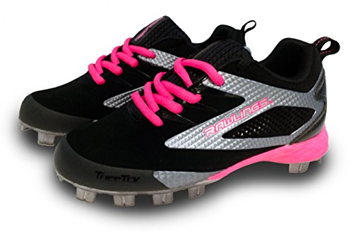 Rawlings Girl's Capture Baseball Shoe, Black/Pink, 3.0 M US Little Kid
