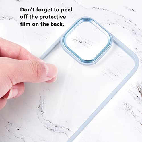 Pilipalanc Crystal Clear Acrylic Phone Case Designed for iPhone 13 Pro Max with Shockproof Bumper Non-Yellowing Anti-Slip Frosted Frame, Blue