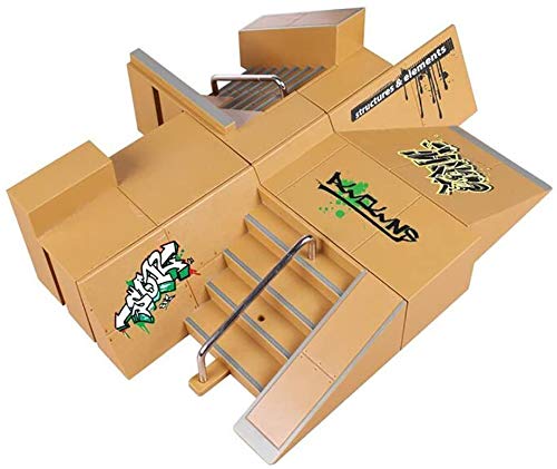 SOWEREAP Fingerboard Skate Park 8 PCS Finger Skateboard Ramp Set Mini Fingerboard Rail Finger Board Training Skateboard Toy Starter Kit