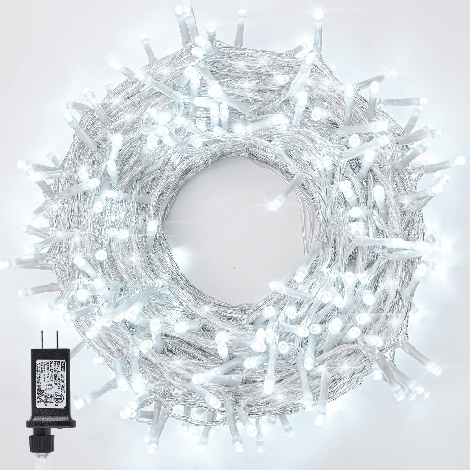ZHOUDUIDUI Outdoor Christmas String Lights, 800LED 330FT White Fairy Lights, 8 Mode Plug in Waterproof Indoor Outdoor Decor Lights for Bedroom Christmas Thanksgiving Wedding Party Garden Yard Tree