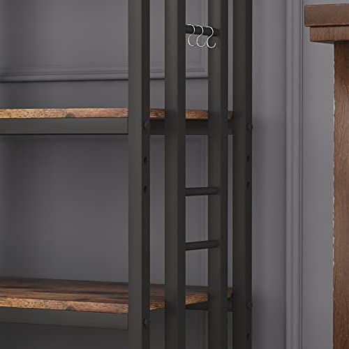lovemanxi 4-Tier Kitchen Baker's Rack , Free Standing Microwave Oven Stand Utility Storage Shelf Island Coffee Bar for Living Room, Home Office(Rustic Brown), (xishk-x12)