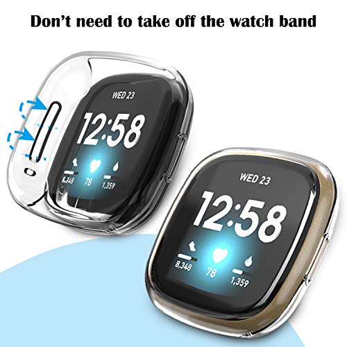 KPYJA 6-Pack Screen Protector Soft TPU Plated Case All-Around Protective Screen Full Cover Bumper Compatible for Fitbit Sense/Versa 3 Smart Watch