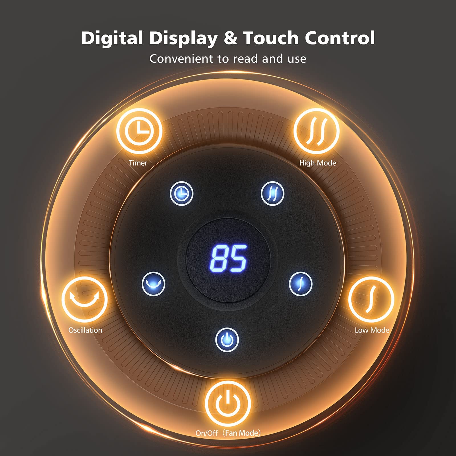 Space Heater, Portable Electric Heaters for Indoor Use, 1500W Oscillation Small Desk Heater Fan with Digital Display & Touch Control for Bedroom, Office