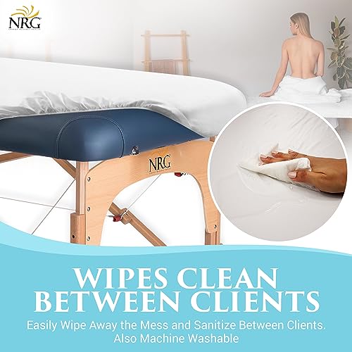 NRG Reusable Protective Massage Table Cover, 10-Pack - Waterproof Massage Bed Cover - Spa Bed Cover - Vinyl Massage Table Cover Fitted - Easily Wipes Clean Between Clients - Machine Washable