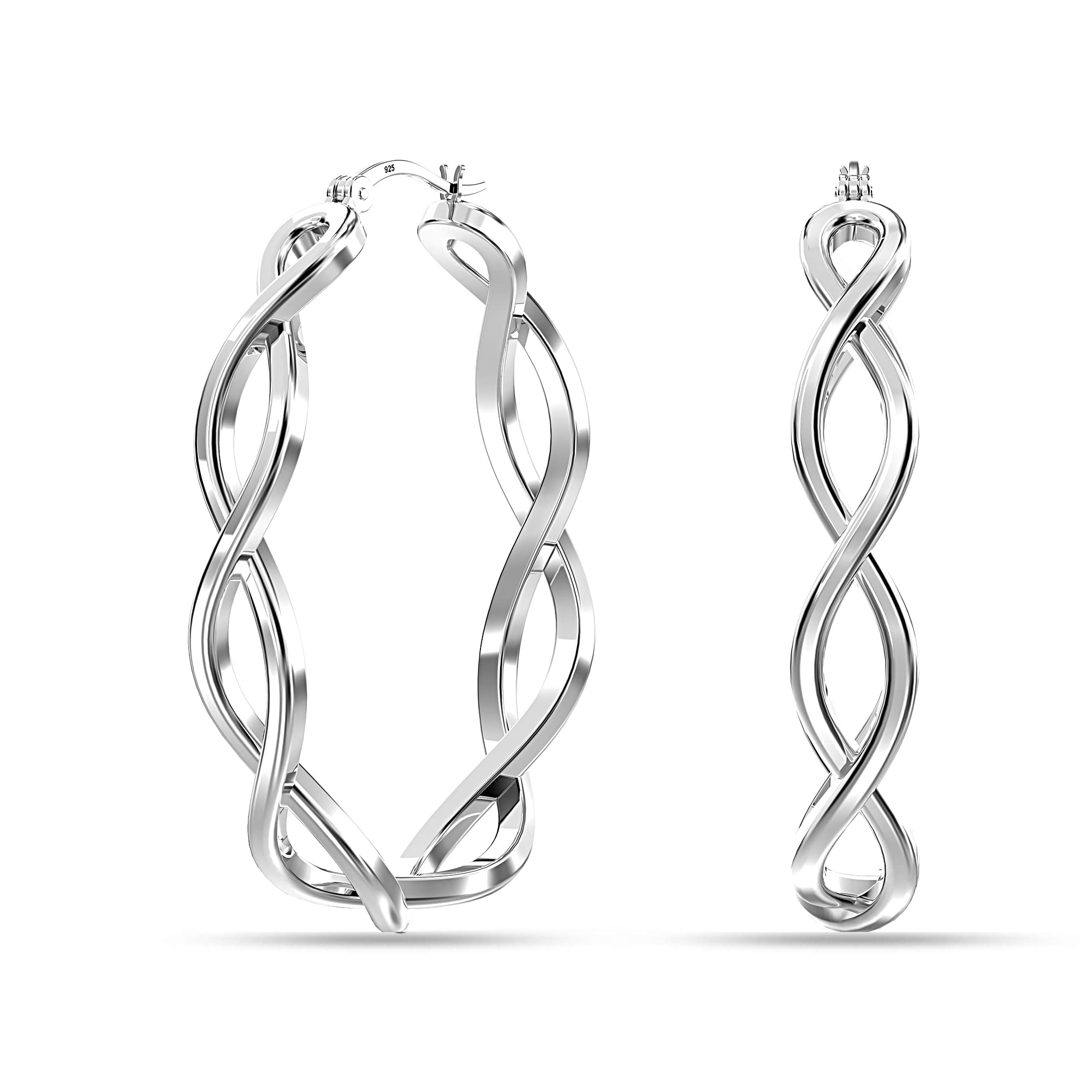Charmsy 925 Sterling Silver Infinity Twisted Hoop Earrings for Women | Double Twisted Irish Celtic Knot Hypoallergenic Click-Top Hoops Earring | Size 30mm