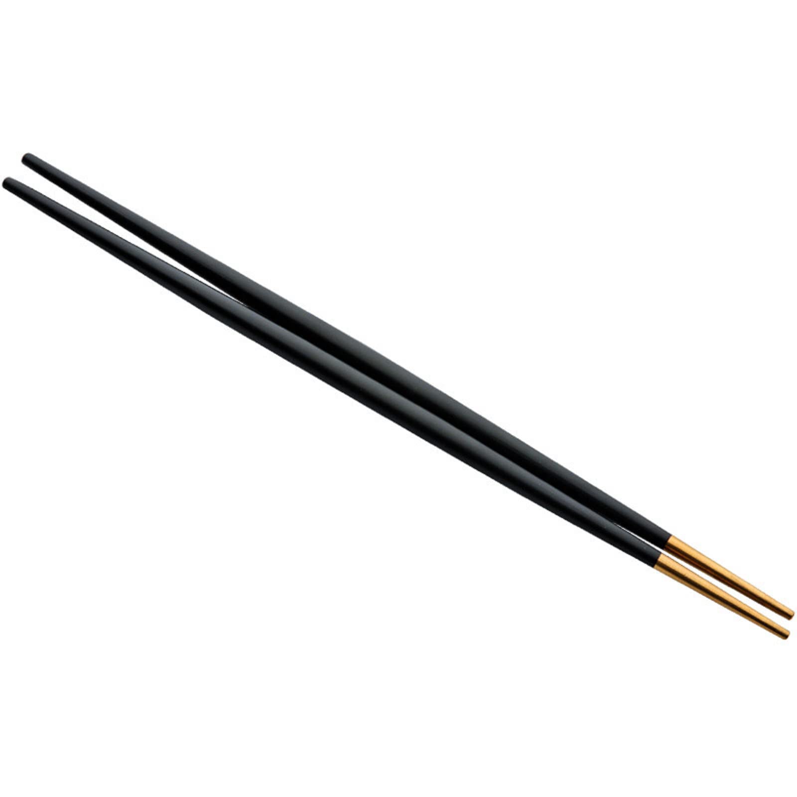 Chanjiso Creative Metal Chopsticks,5 Pairs 304 Stainless Steel Japanese Pointed Sushi Tableware Non Slip Chopsticks Gift… (Five black gold heads)