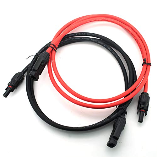 CENTAURUS Extension Cable 5 Feet Black +5 Feet Red 10AWG (6mm²) with Female and Male Connectors for Solar Panel Adapter and Wind Power Parts and Accessories