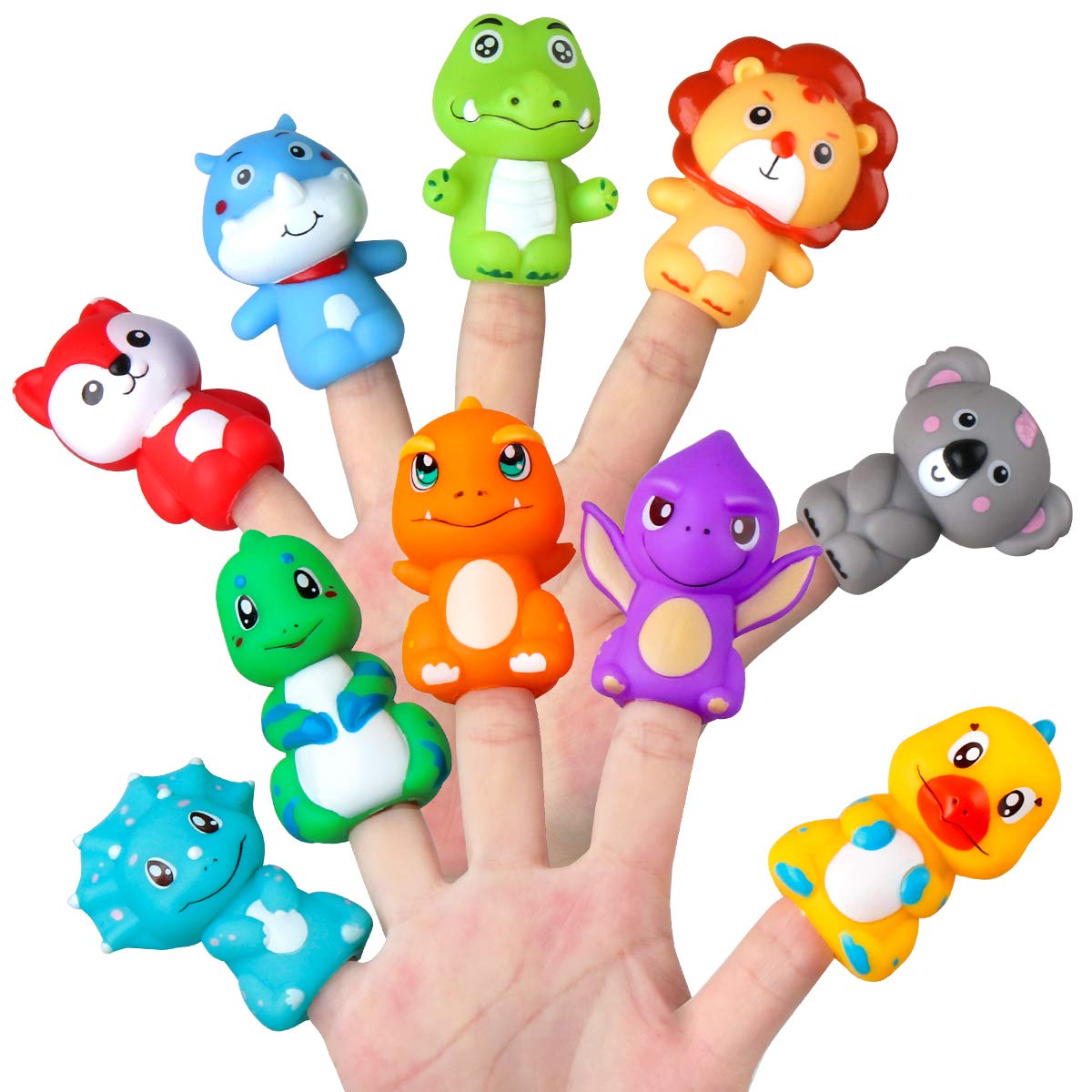 Vanmor Rubber Animal Bath Finger Puppets for Toddlers, Finger Puppets for Kids Easter Basket Stuffers Egg Fillers, Silicone Finger Toys for Baby Pinata Fillers Goodie Bag Fillers Party Favors
