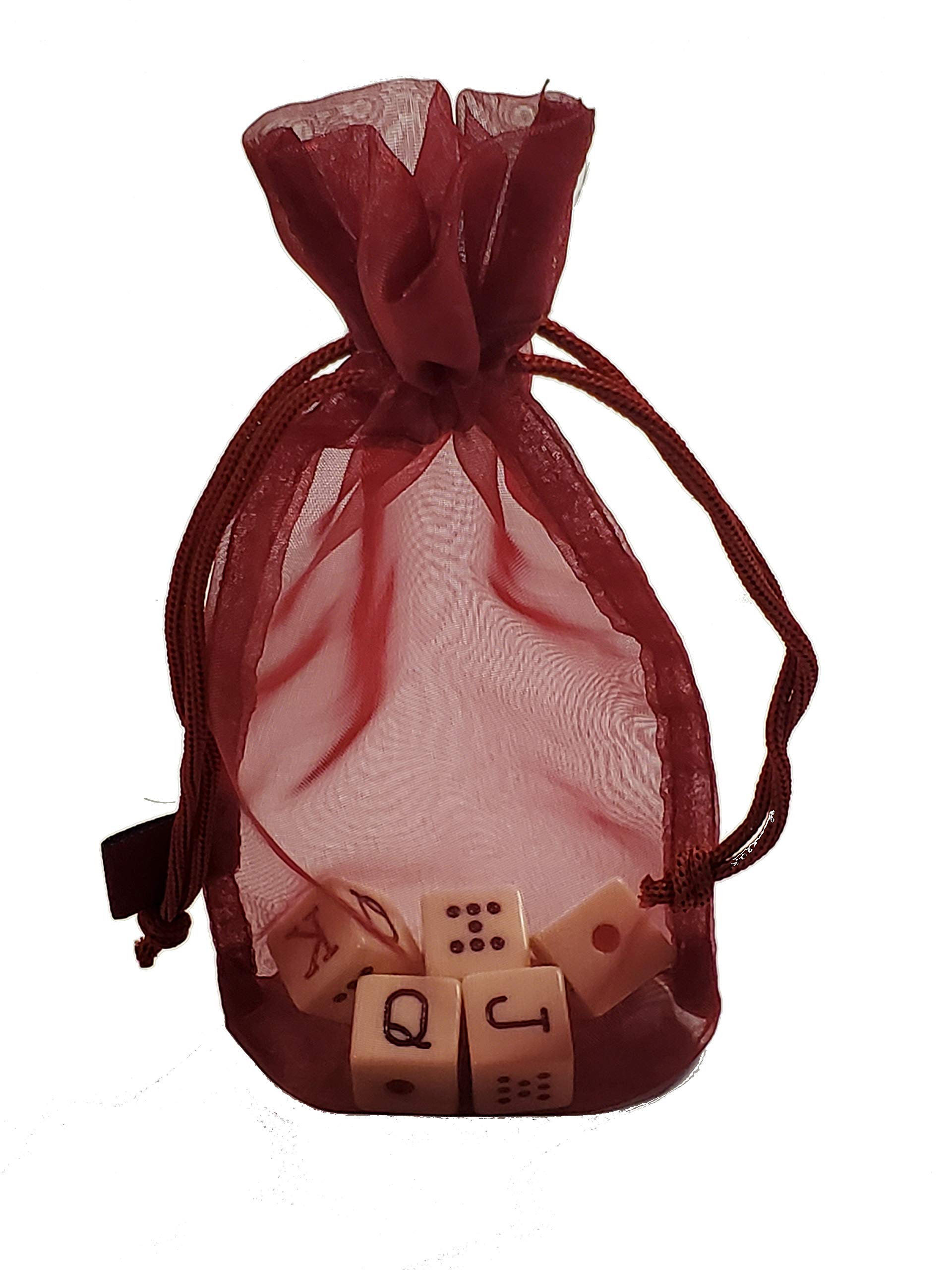 Spanish Poker Dice Set with Red Mesh Bag