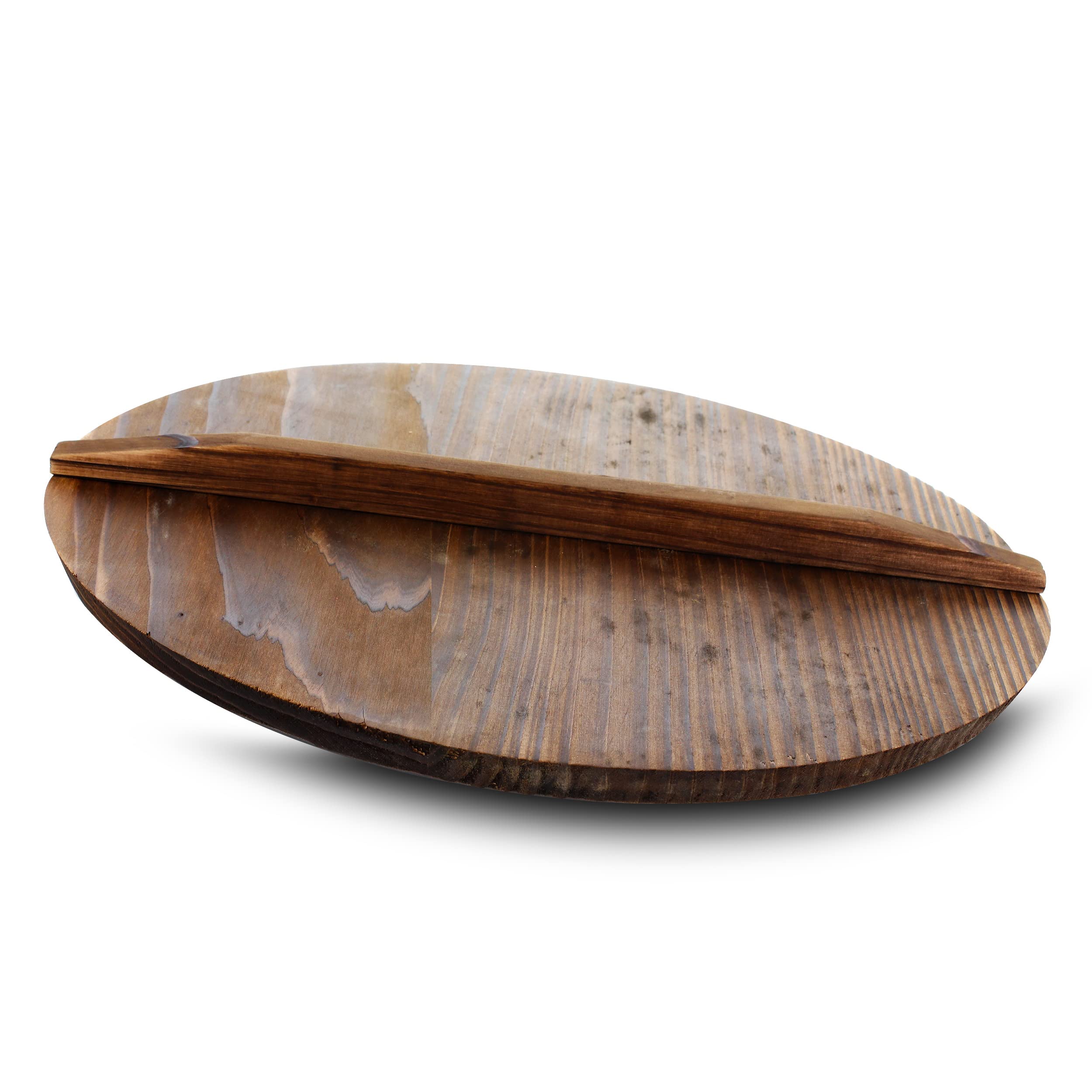 MegaChef 2 Piece 14 Inch Heavy Duty Cast Iron Wok with Wood Lid