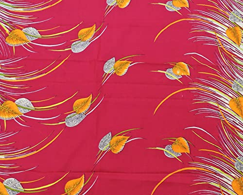 Peegli Indian Vintage Red Printed Textile Silk Blend DIY Fabric Casual Dress Material