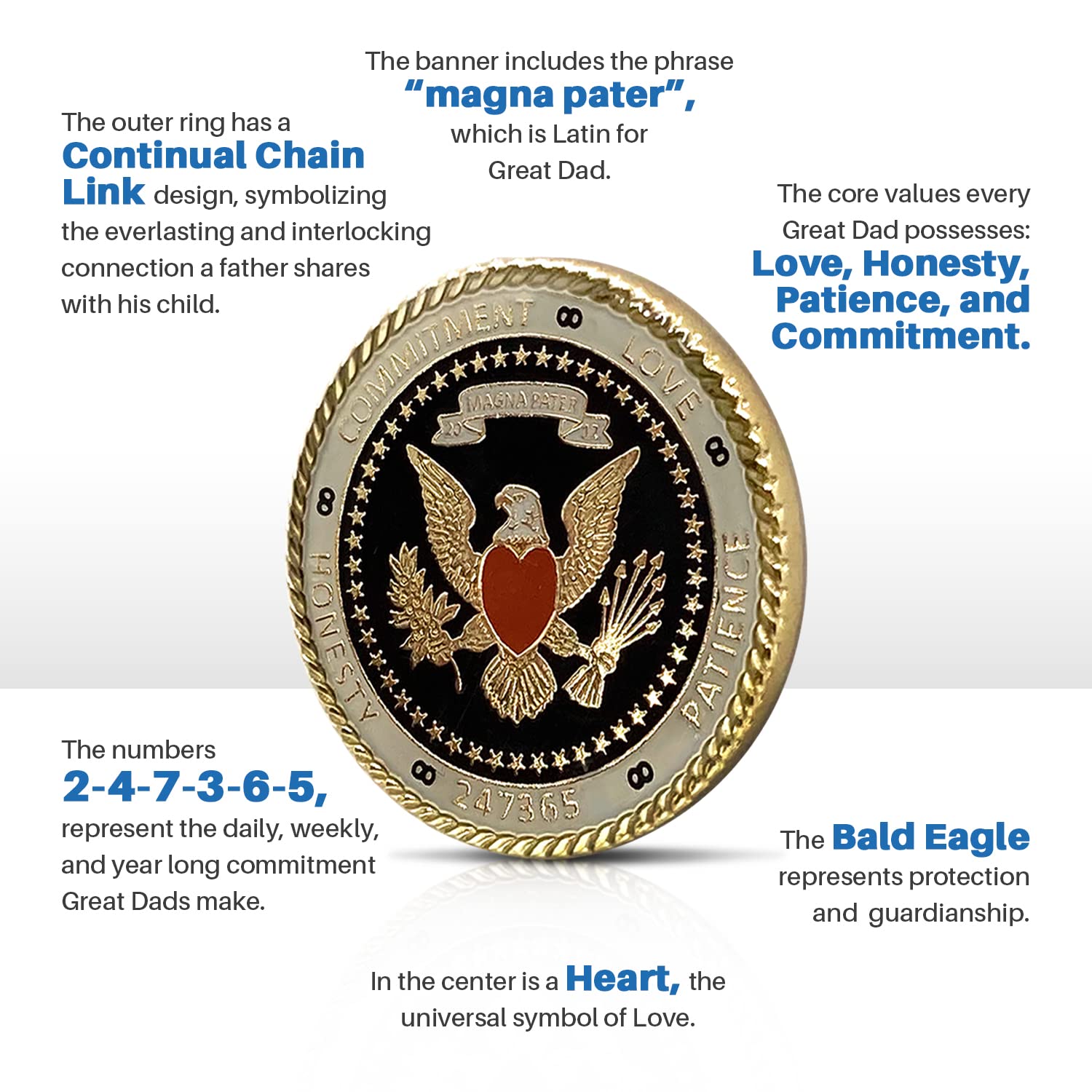 LakiKid Best Gifts for Dad - Great Dad Pocket Medallion, Unique & Stylish Dad Gifts from Daughter or Wife. Perfect Appreciation Keepsake for Dads.