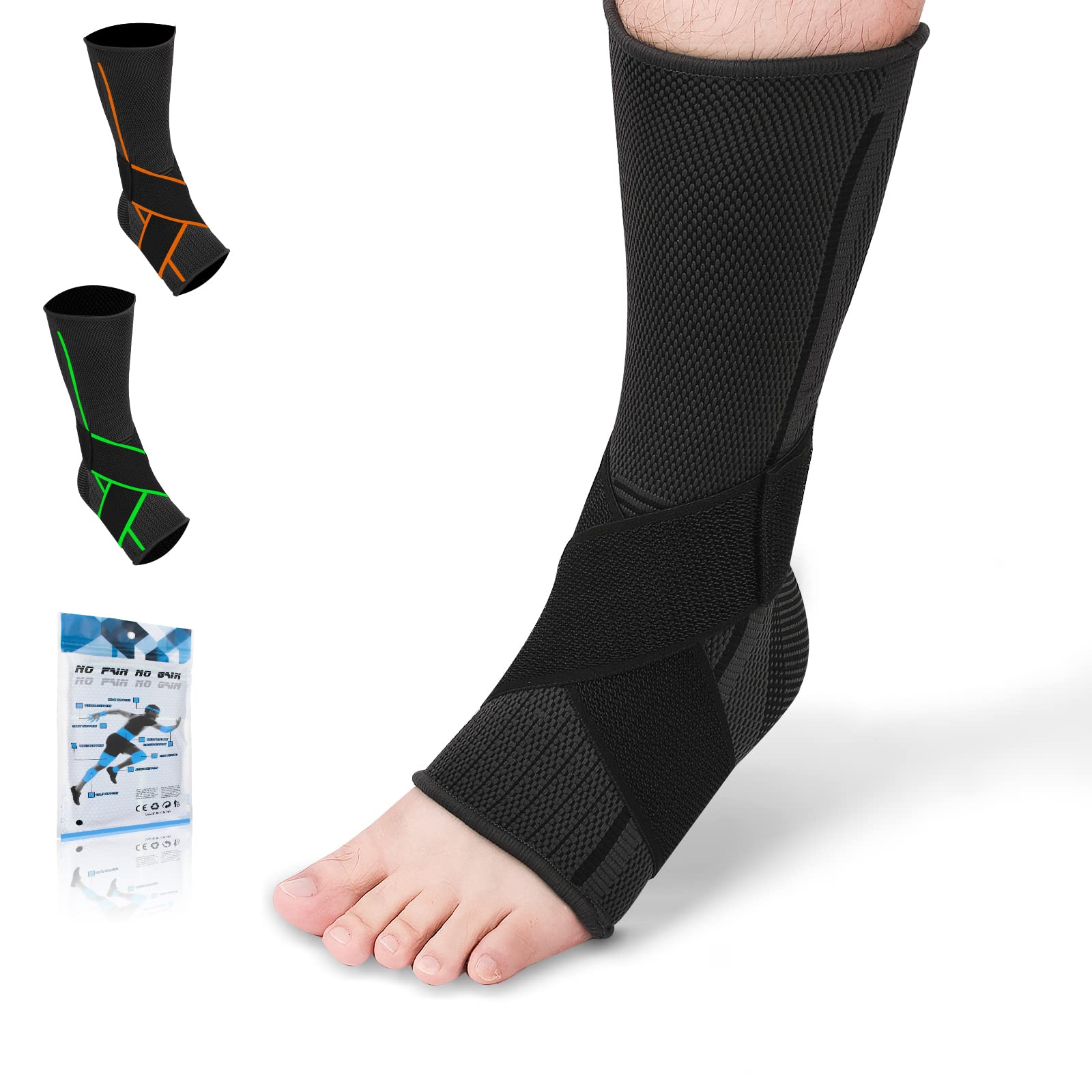 Dr.Kbder Ankle Support Braces for Women & Men,Ankle Compression Sleeve Sprained Ankle, Adjustable Achilles Tendon Support for Plantar Fasciitis Relief Heel Cups for Heel Pain (Single/Black/Large)