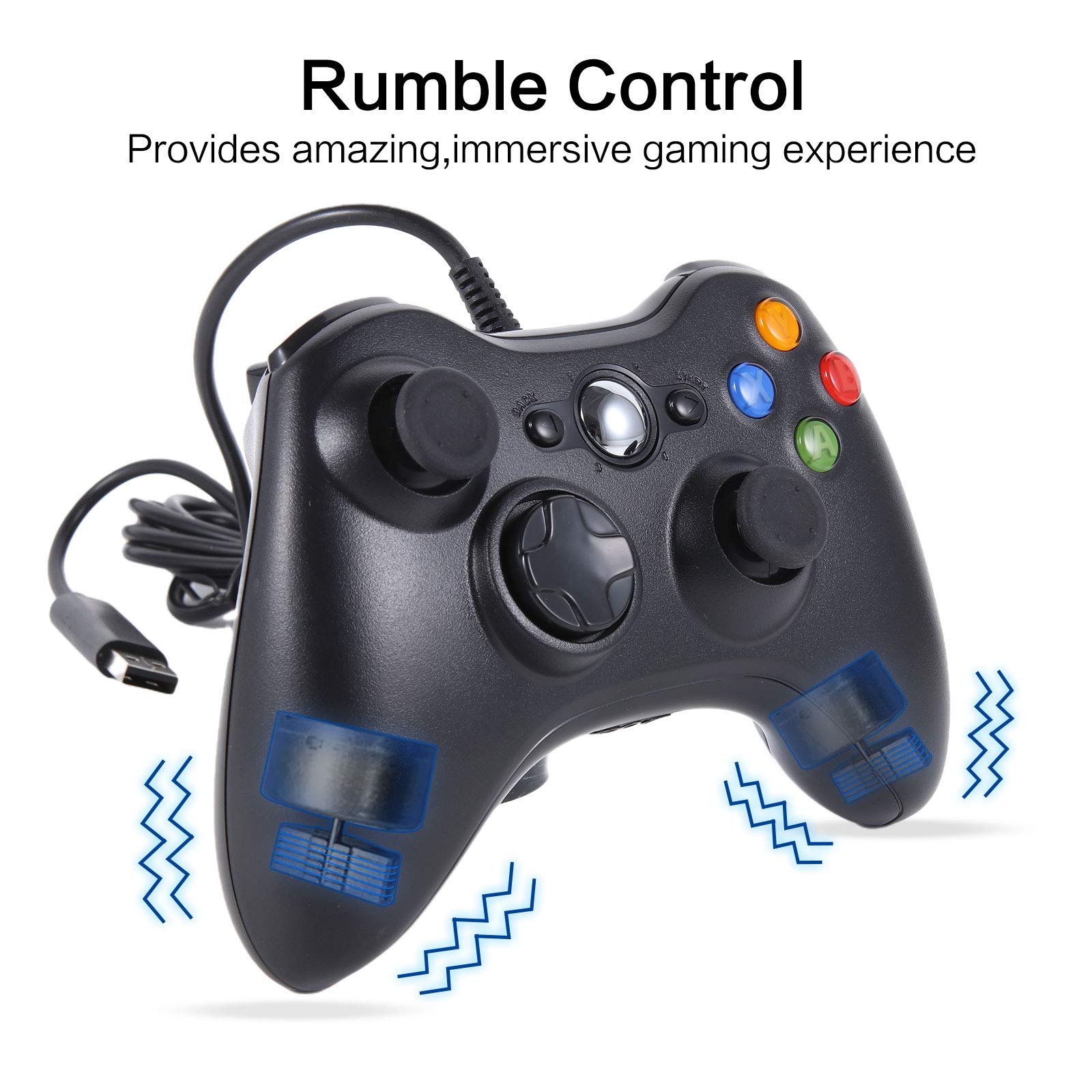 Crifeir Wired Controller Replacement for Xbox 360&Slim Controller and PC Controller(Windows 7/8/10)(Black)