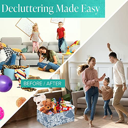visesunny Closet Baskets Animal Skin Pattern Mosaic Style Storage Bins Fabric Baskets for Organizing Shelves Foldable Storage Cube Bins for Clothes, Toys, Baby Toiletry, Office Supply
