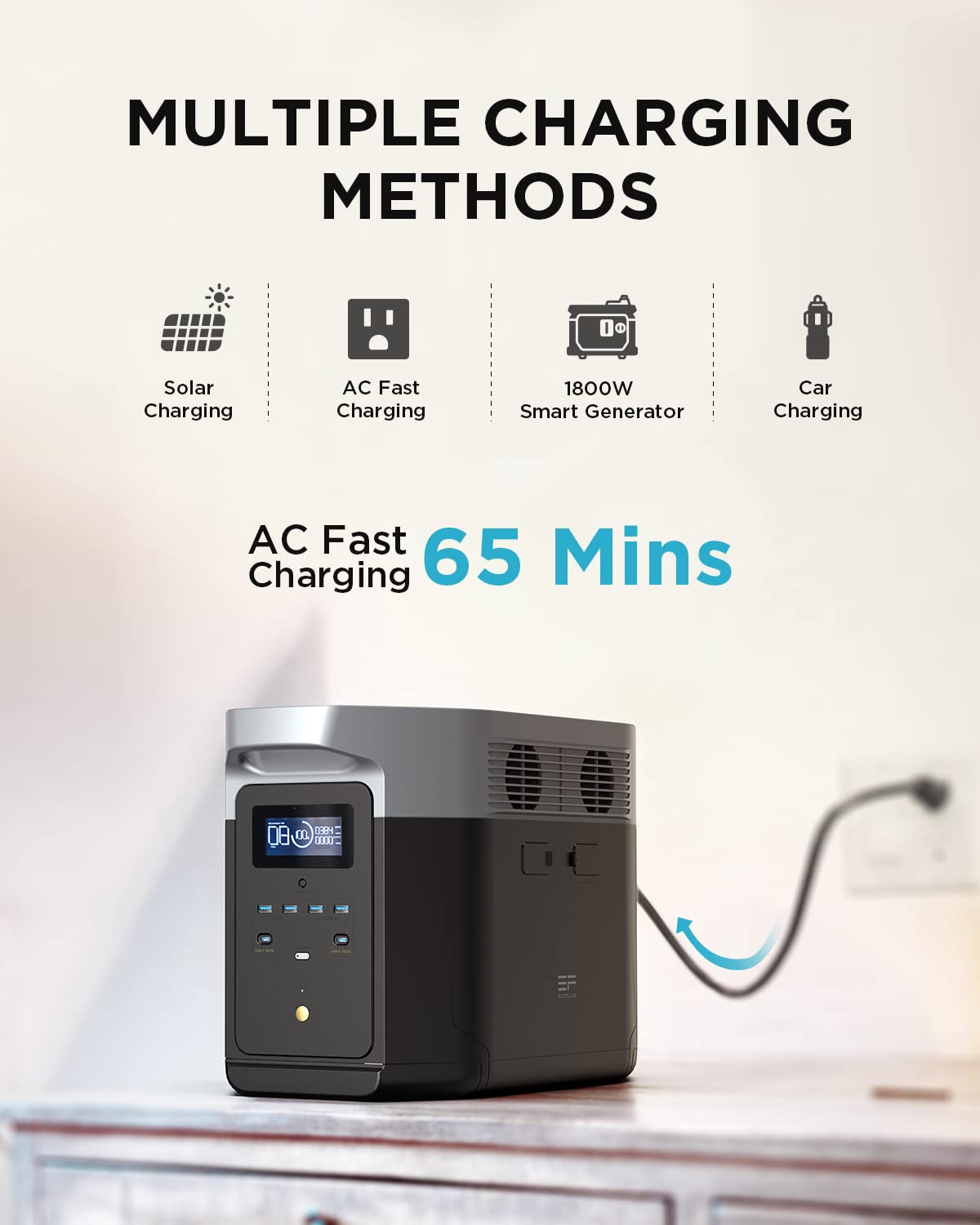 EF ECOFLOW Portable Power Station DELTA Max 2000, 2016Wh Expandable Capacity, 1.8H to Full Charge, Solar Generator for Home Backup, Emergency, Outdoor Camping(Solar Panel Optional)