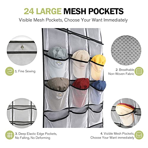 RELBRO 30 Pack Black S Hooks and Hat Rack for Baseball Caps