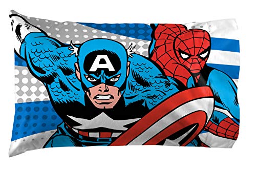 Jay Franco Marvel Avengers Comics Good Guys 3 Piece Twin Sheet Set - Features Captain America, Hulk, Iron Man, Spiderman, and Thor - Fade Resistant Polyester Microfiber Fill (Official Marvel Product)