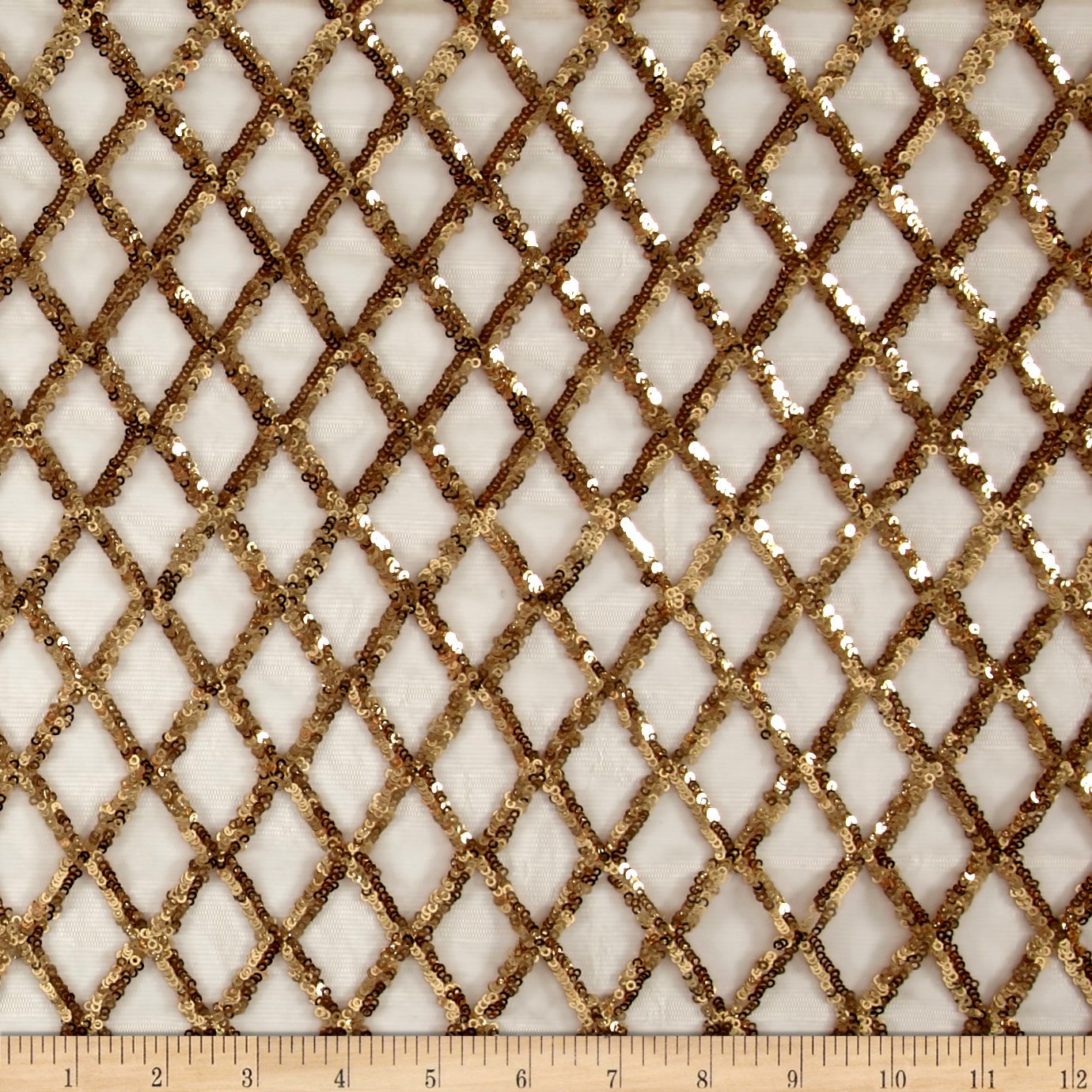 Luxury Sequin Glitz Mesh Gold, Fabric by the Yard