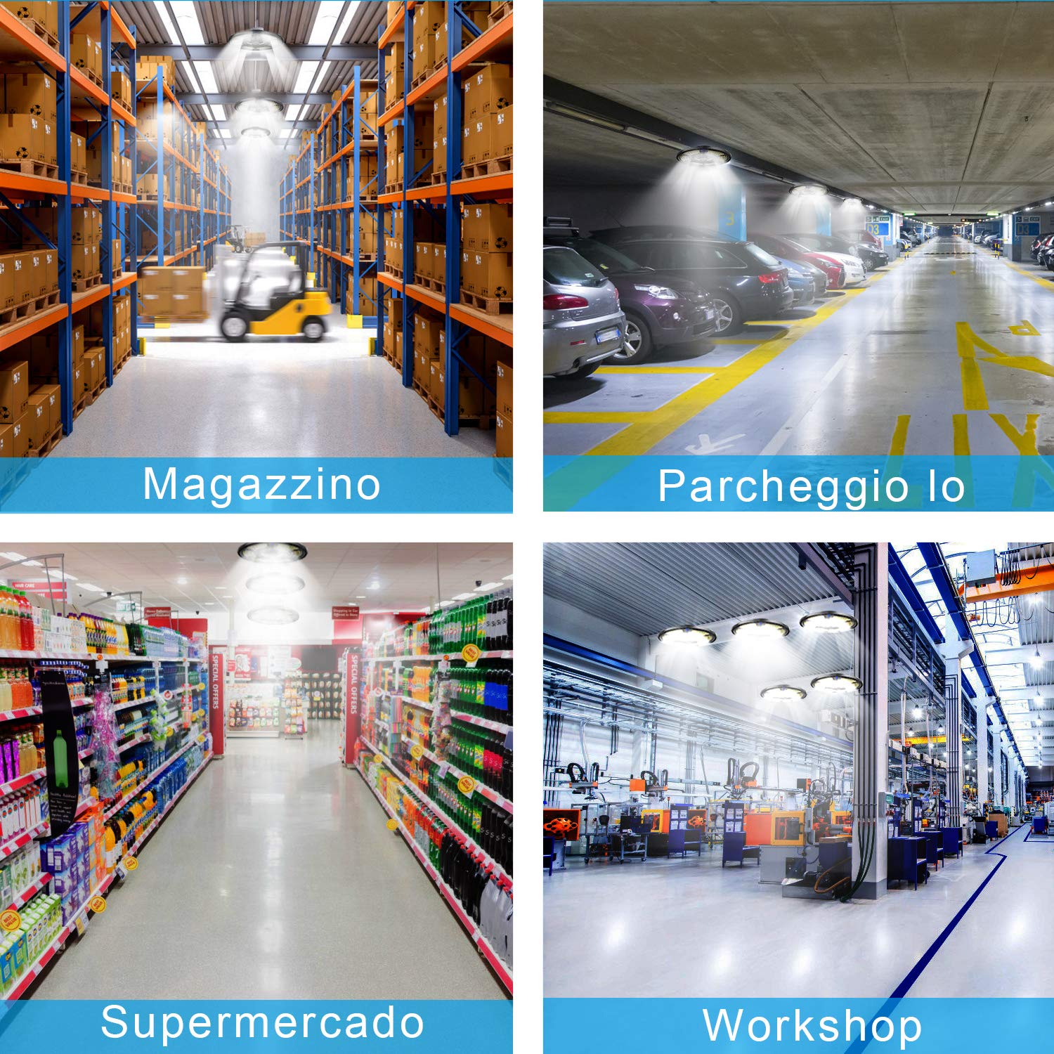 CEGAR LED Garage Lights, 100W Adjustable LED Garage Ceiling Light, 12000Lumens LED Garage Ceiling Light, IP65 Waterproof 6000k Cool Light with High Bright Garage Light for Garage, Warehouse
