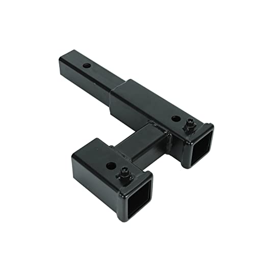 Trailer 2 inches Dual Hitch Receiver Adapter Extension 9-1/2 inch for Towing Bicycle Rack,GTW 5,000 lbs,with Pin and Clip