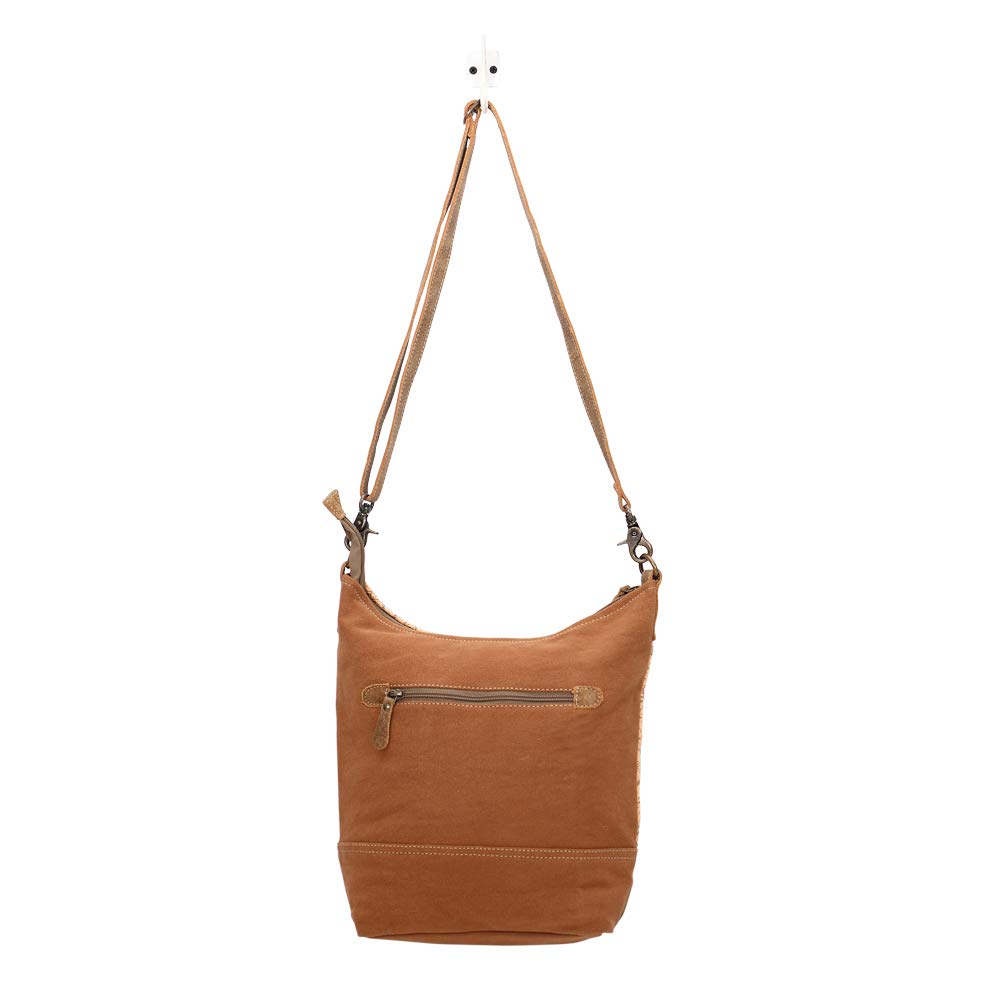 Myra Bag Apricot Upcycled Canvas & Leather Shoulder Bag S-1449