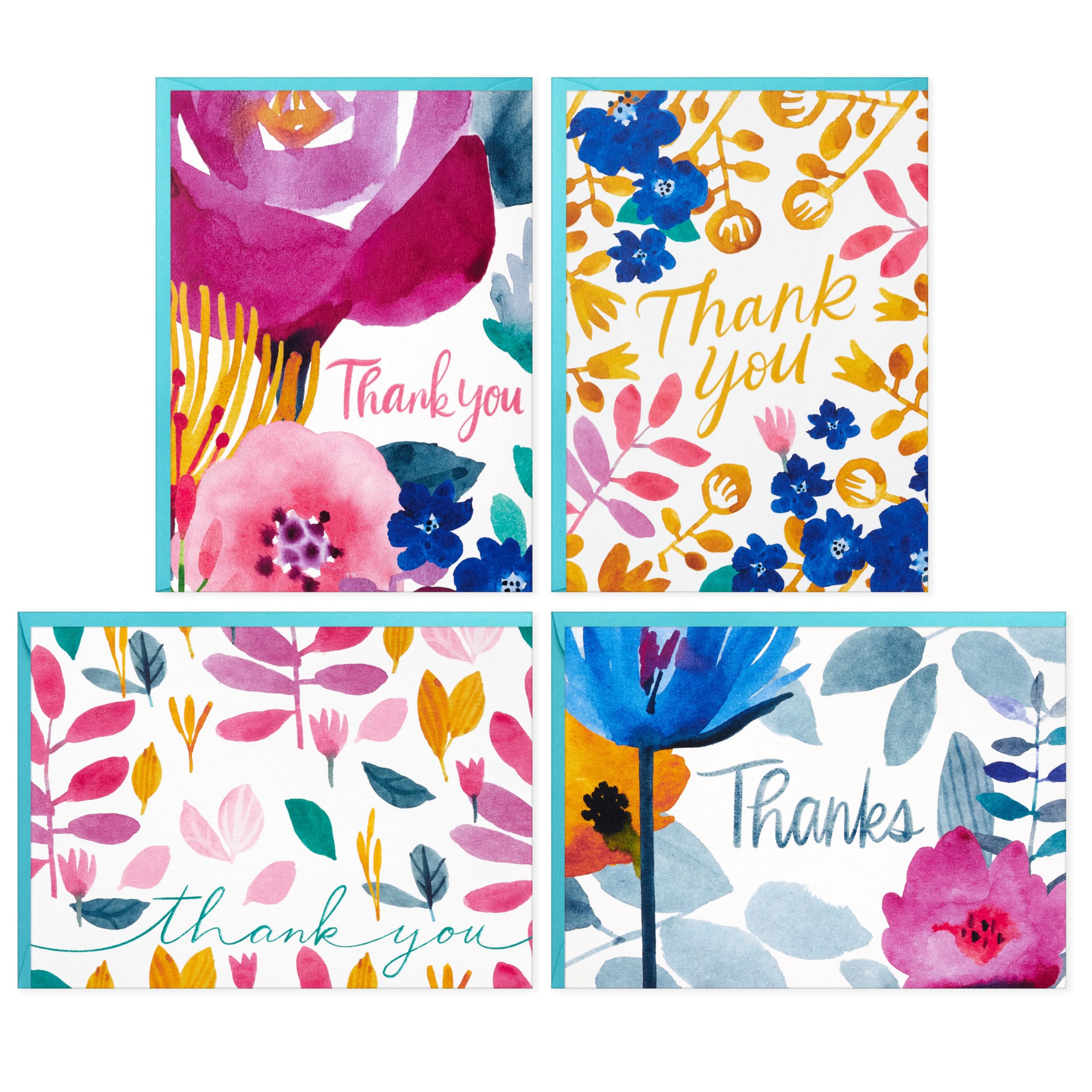 Hallmark Thank You Notes Assortment (48 Blank Cards with Envelopes) Watercolor Florals
