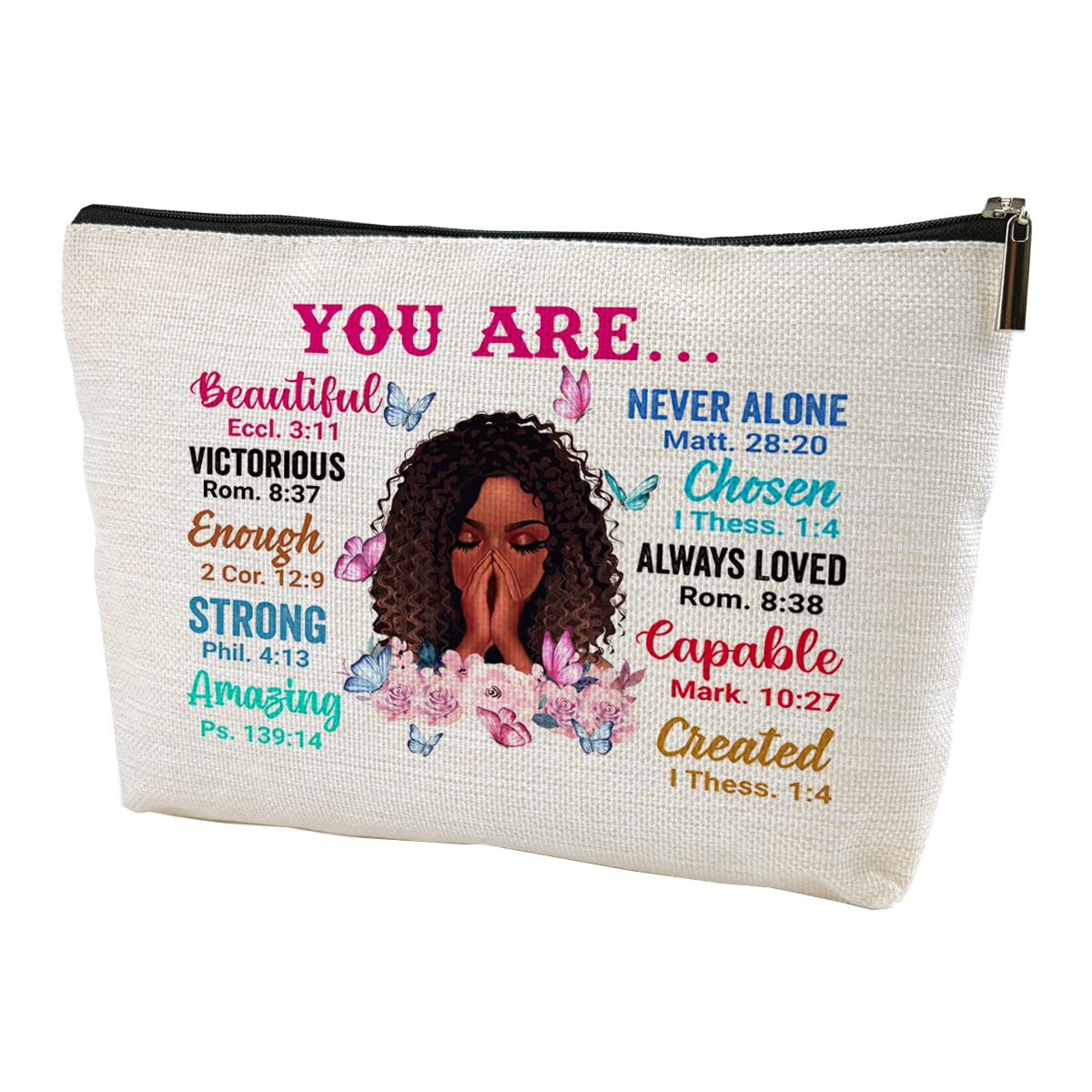 LANBAIHE African American Cosmetic Bag Gift - You are Unique Special Lovely Chosen Forgiven Travel Makeup Zipper Bag Black Gir & Women Gift Inspirational Gifts,Gifts for Friends,Sisters