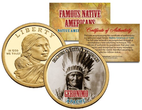 GERONIMOFamous Native Americans Sacagawea Dollar Colorized Coin APACHE Indian