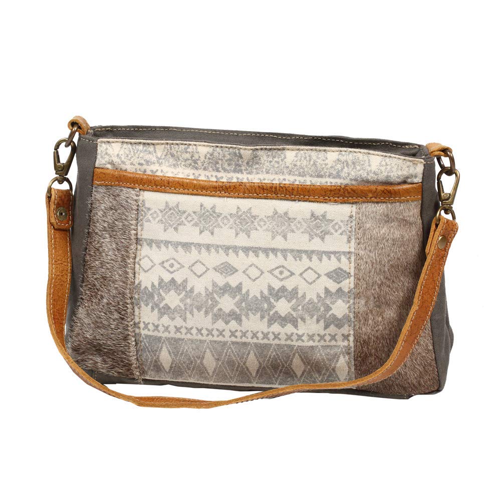 Myra Bag Classical Upcycled Canvas & Cowhide Leather Shoulder Bag S-1222, One Size For Women