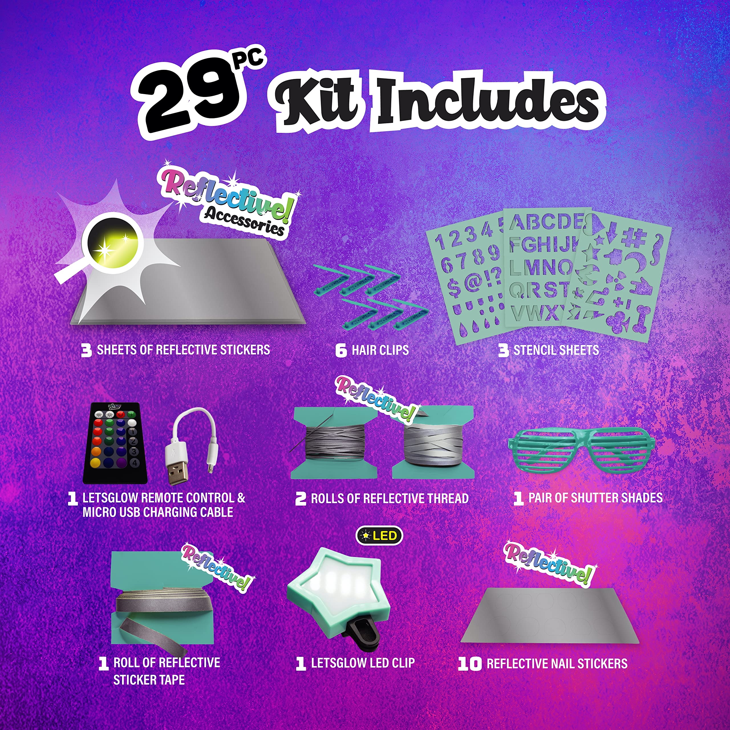 Sky Castle LetsGlow Studio - DIY Arts and Crafts Glow Kit, Includes 16 Color LED Light, Remote Control and Accessories - Craft Glowing Outfits to Make Videos with Friends! [Packaging May Vary]