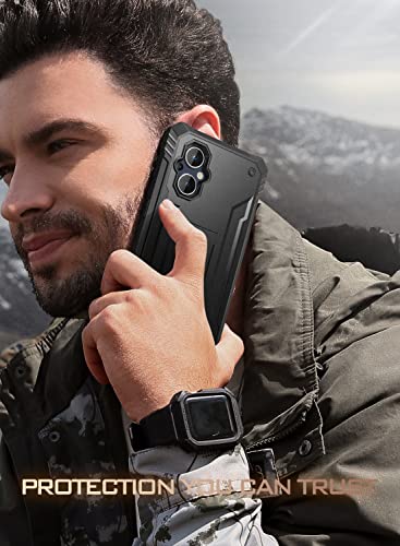 Poetic Revolution Series Case for OnePlus Nord N20 5G, [6FT Mil-Grade Drop Tested], Full-Body Rugged Dual-Layer Shockproof Protective Cover with Kickstand and Built-in-Screen Protector, Black