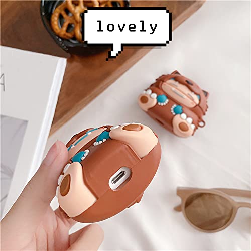 Husky-Cat Superhero Earphone Case Soft Rubber Silicone Wireless Charging Cover Protective Skin for AirPods Pro,Lovey Animal Character Surface Headphone Case (Bear)