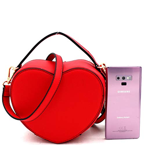 Trendeology Cute Heart Shape Girls Womens Vegan Leather Small Handle Satchel Crossbody Purse⦠(Yellow)