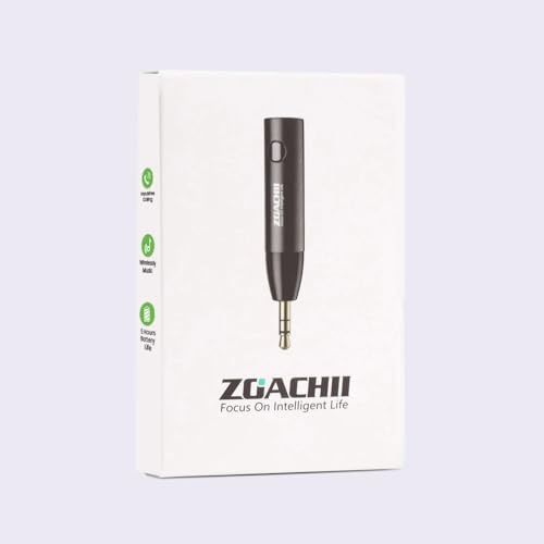 ZOACHII Bluetooth Aux Adapter for Car, Wireless Bluetooth 5.0 Audio Receiver with 3.5mm Jack for Vehicle Truck Home Stereo Speaker Headphone Music Streaming, Handsfree Calling, [1 Piece]