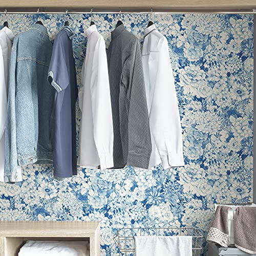 NuWallpaper NUS3833 Indigo Empress Garden Peel & Stick Wallpaper, Blue