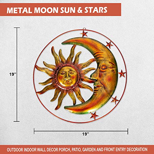 Celestial Sun Moon and Stars Indoor Outdoor 19 inch Wall Hanging Art Decor