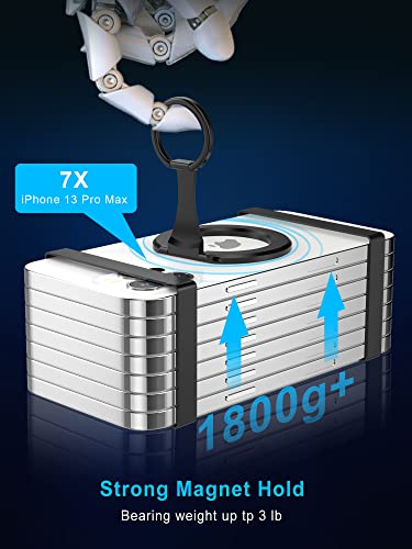 Magnetic Phone Ring Holder with MagSafe, SUPERONE [Aluminum Alloy] 2-in-1 Magnetic Phone Grip with Adjustable Stand, Compatible with iPhone 14/13/12, Pro, Pro Max, Mini, Black
