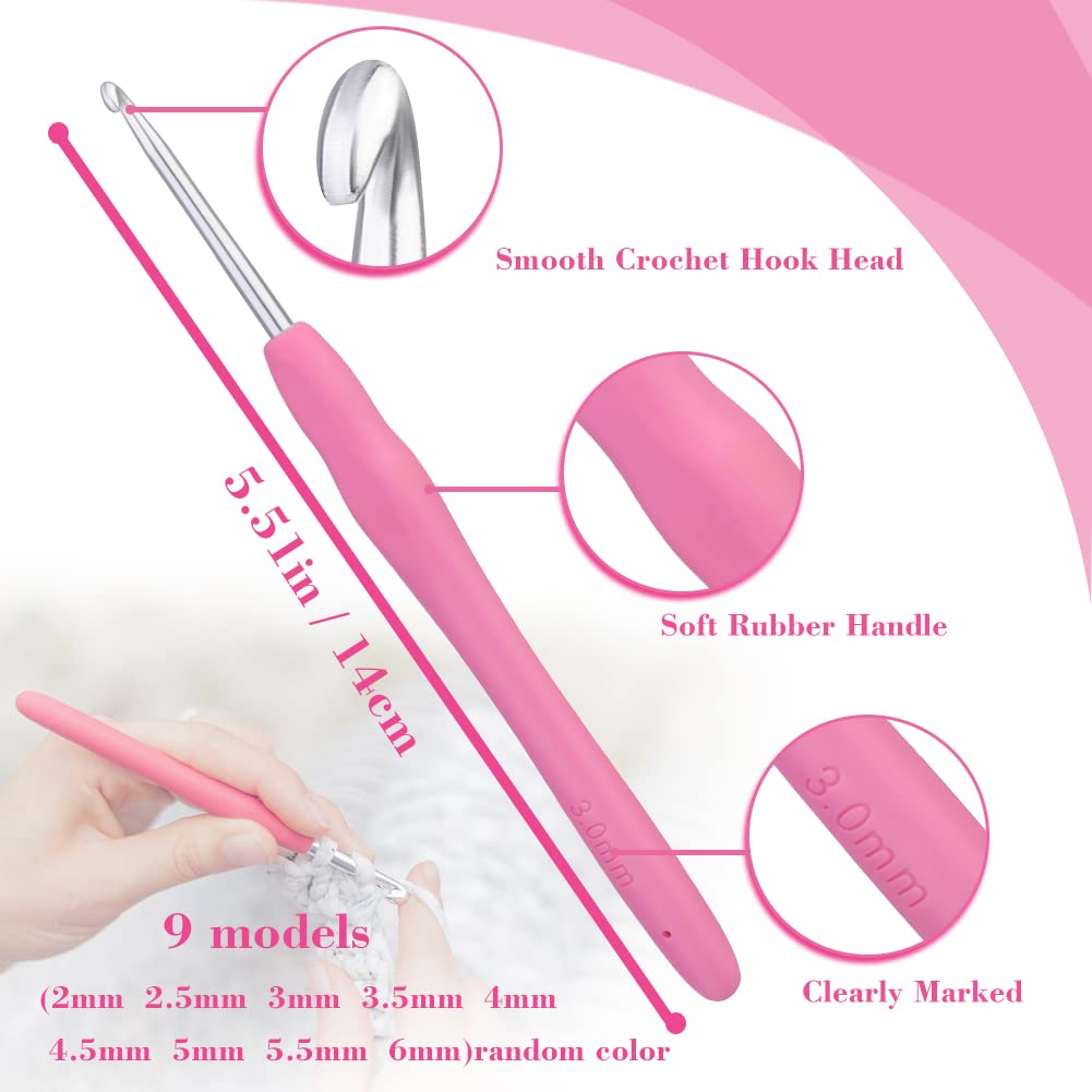 Crochet Hooks, 96 Pack Crochet Kit for Beginners, Ergonomic Crochet Hook Set, Soft Grip Crochet Hooks Set, Stitch Markers, Knitting and Crochet Kit for Beginners Adults