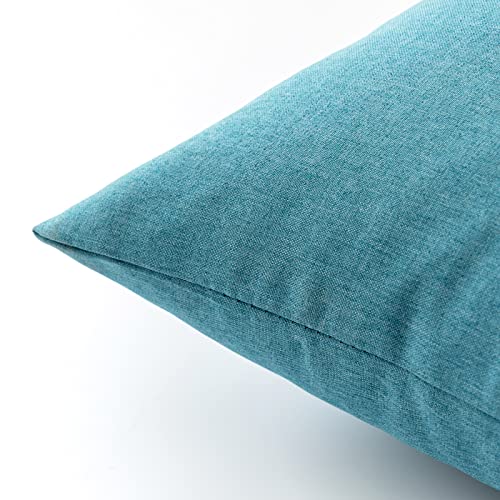 EMEMA Outdoor Waterproof Peacock Blue Pillow Covers 18x18 Inch Rustic Decorative Throw Pillow Covers Cushion Case Square for Patio Sofa Couch Home Bed Farmhouse Car Decor Set of 2