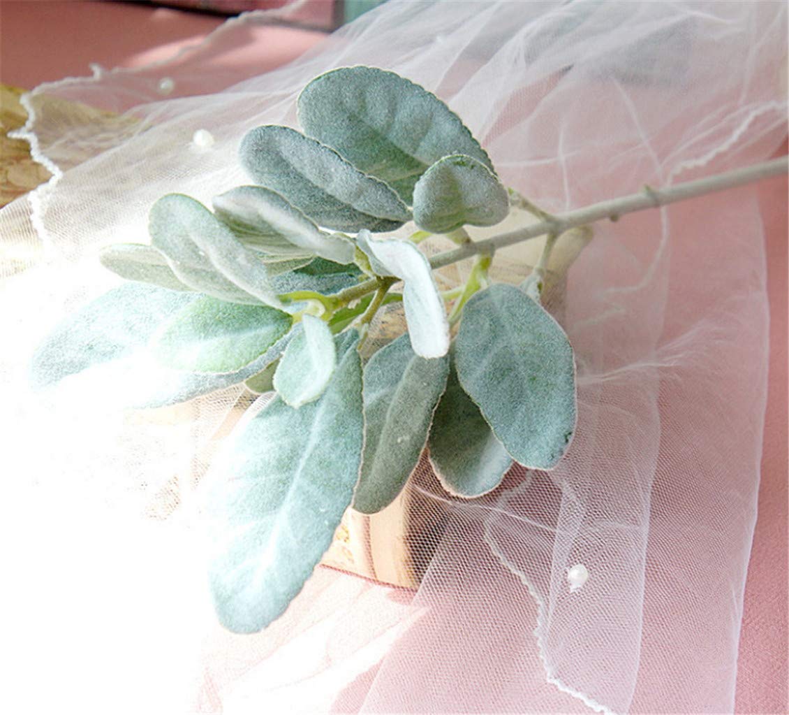 Skyseen 5Pcs Artificial Lambs Ear Greenery Leaves for Wedding Bridal Bouquet Party Home Garden Decor