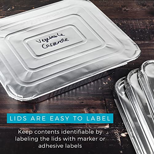 NYHI 9" x 13 ” Aluminum Foil Pans With Lids (10 Pack) | Durable Disposable Grill Drip Grease Tray | Half-Size Deep Steam Pan and Oven Buffet Trays | Food Containers for Catering, Baking, Roasting'