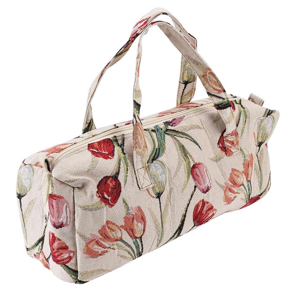 Large Fabric Knitting Needles Bag,Household Yarn Storage Tote Organizer Knitting Tools Storage Bag for Knitting Needles and Accessories(rose red)