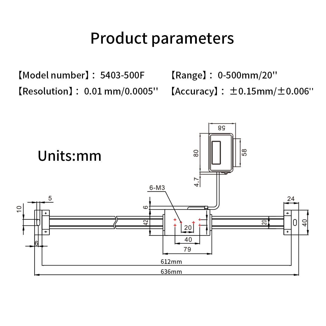 Digital Readout Linear 0-500mm/20inch，LCD Remote Digital Linear Scale DRO for Milling Machines Lathes